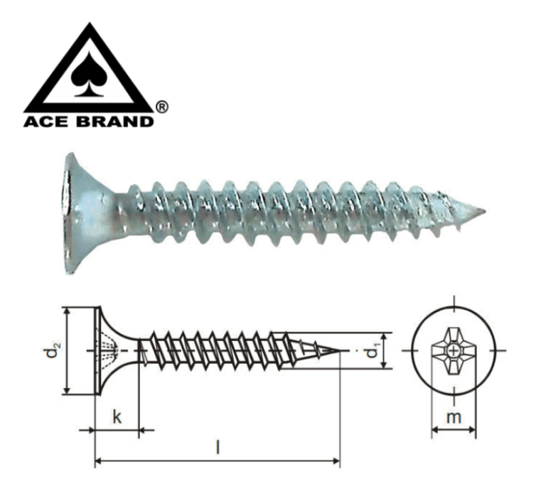 ACE WHITE ZP DRYWALL SCREW - Sing Brothers Hardware Pte Ltd